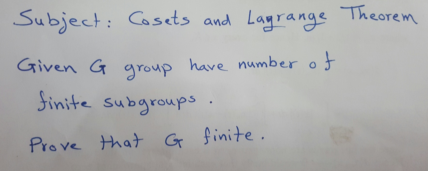 Solved Subject: Cosets and Lagrange Theorem Given G group | Chegg.com