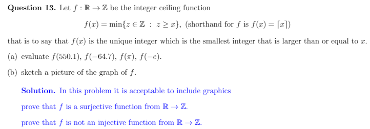 Solved Let f: R rightarrow Z be the integer ceiling function | Chegg.com