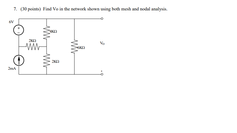 Solved Find Vo in the network shown using both mesh and | Chegg.com