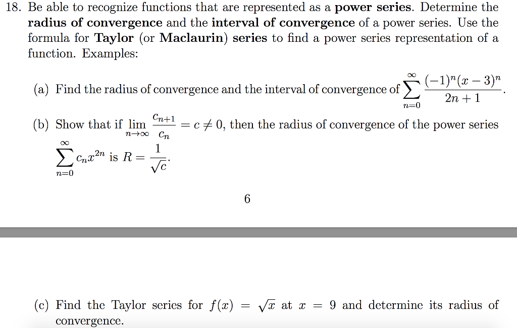 Solved 18. Be able to recognize functions that are | Chegg.com
