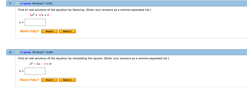 Solved 7.- 0 1 points SPreCalc7 1.5.051. Find all real | Chegg.com Solved 7.- 0 1 points SPreCalc7 1.5.051. Find all real | Chegg.com