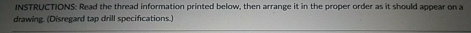 Unified thread form, left-hand thread, class 3 fit, | Chegg.com