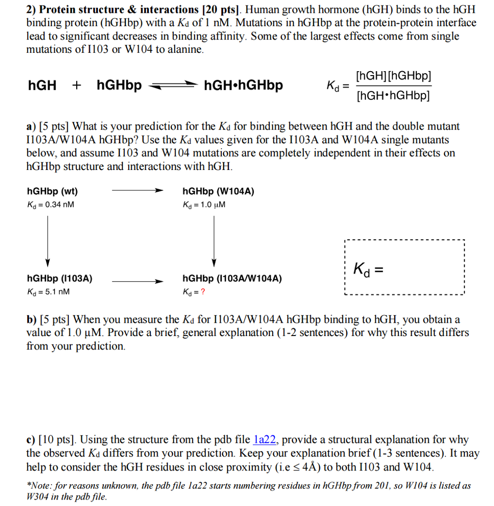 Solved Human growth hormone (hGH) binds to the hGH binding | Chegg.com