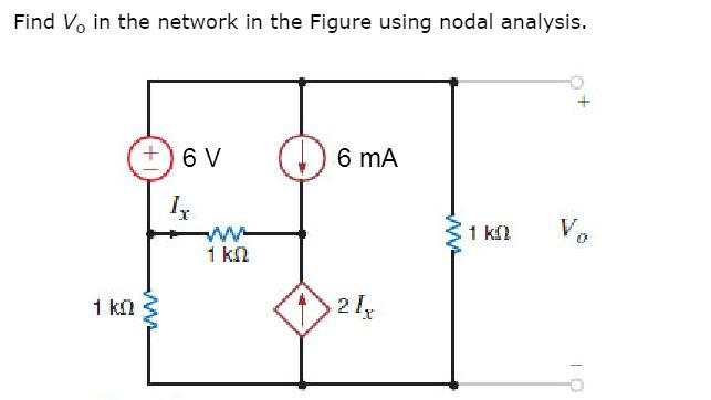 Solved Find Vo in the network in the Figure using nodal | Chegg.com