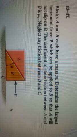 Solved Blocks A and B each have a mass m. Determine the | Chegg.com