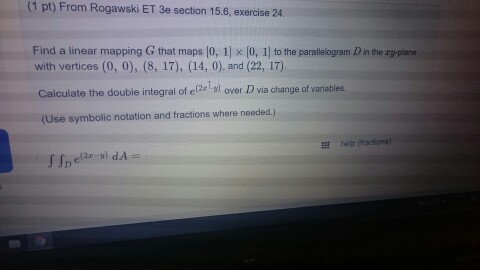 Solved Find a linear mapping G that maps [0, 1] times [0, 1] | Chegg.com