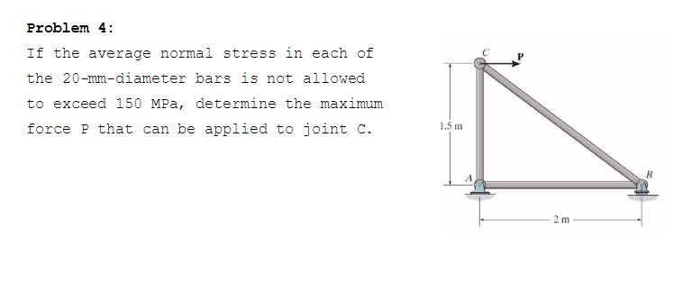 Solved Problem 4 If the average normal stress in each of the | Chegg.com