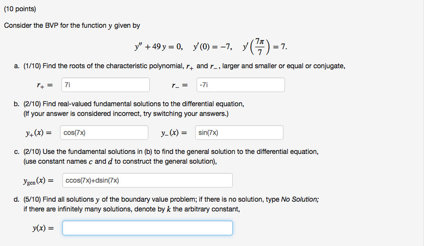 Solved Consider the BVP for the function y given by y" + | Chegg.com