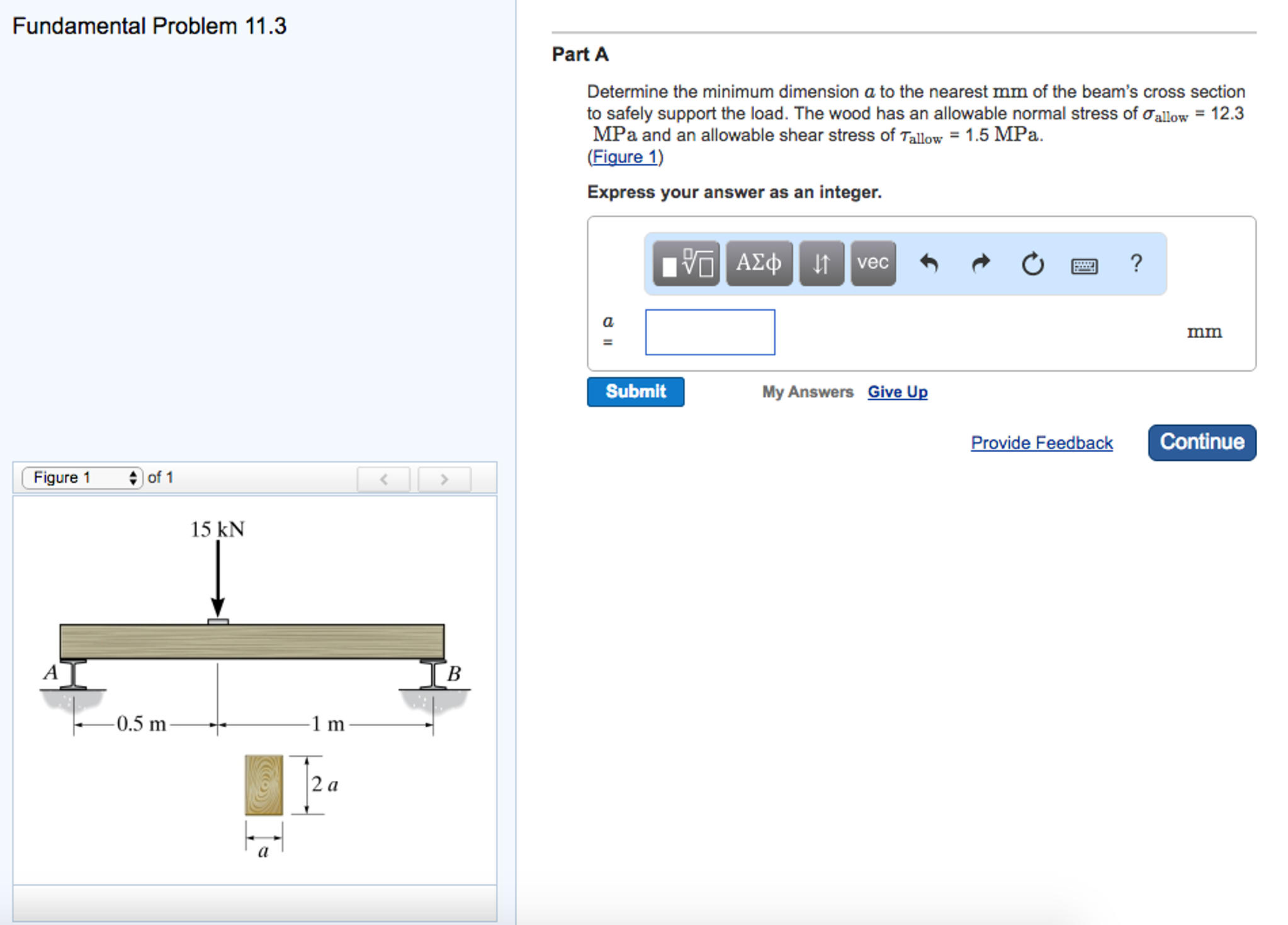 Solved Determine the minimum dimension a to the nearest mm | Chegg.com