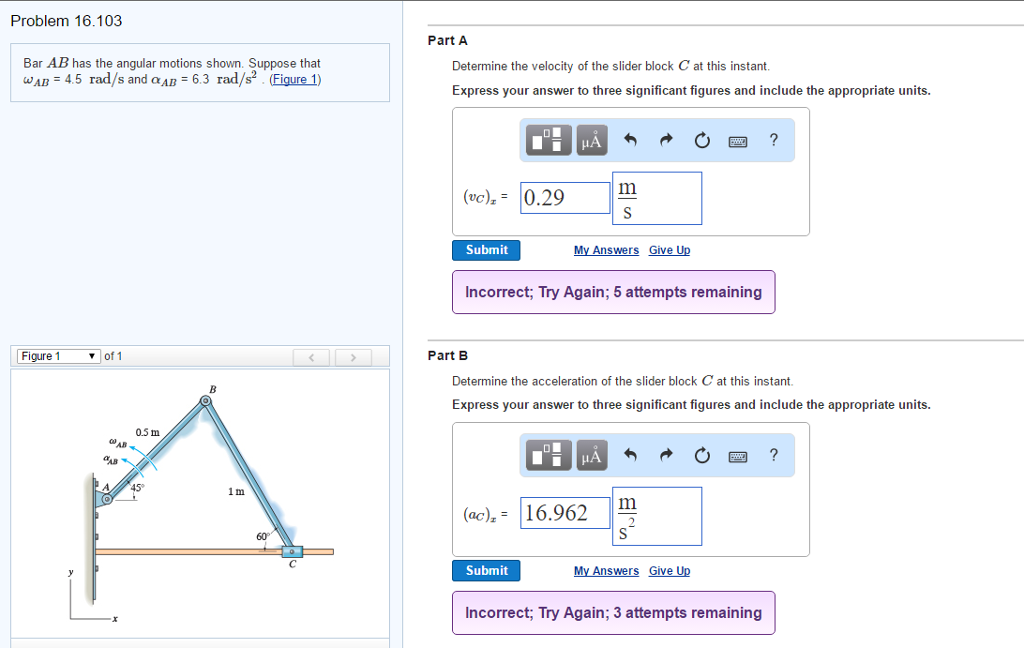Solved Bar AB has the angular motions shown Suppose that | Chegg.com