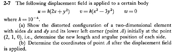 Solved The following displacement field is applied to a | Chegg.com