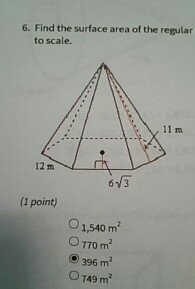 Solved find the surface area of the regular pyramid shown to | Chegg.com