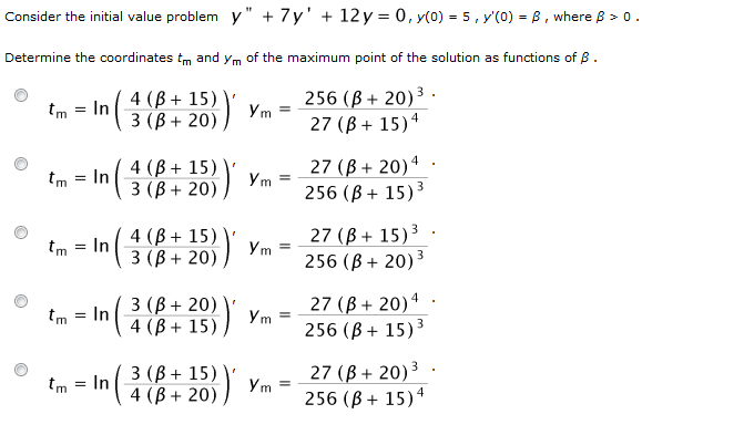 Solved Consider the initial value problem y" + 7y' + 12y = | Chegg.com