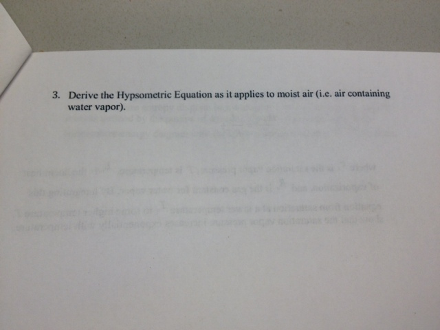 Solved Derive the Hypsometric Equation as it applies to | Chegg.com