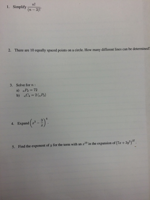 Solved Simplify N n 3 There Are 10 Equally Spaced Chegg