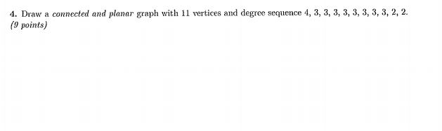 Solved Draw a connected and planar graph with 11 vertices | Chegg.com