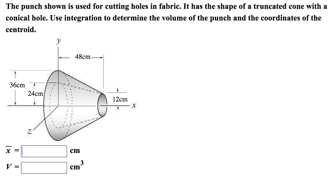 Solved The punch shown is used for cutting holes in fabric. | Chegg.com