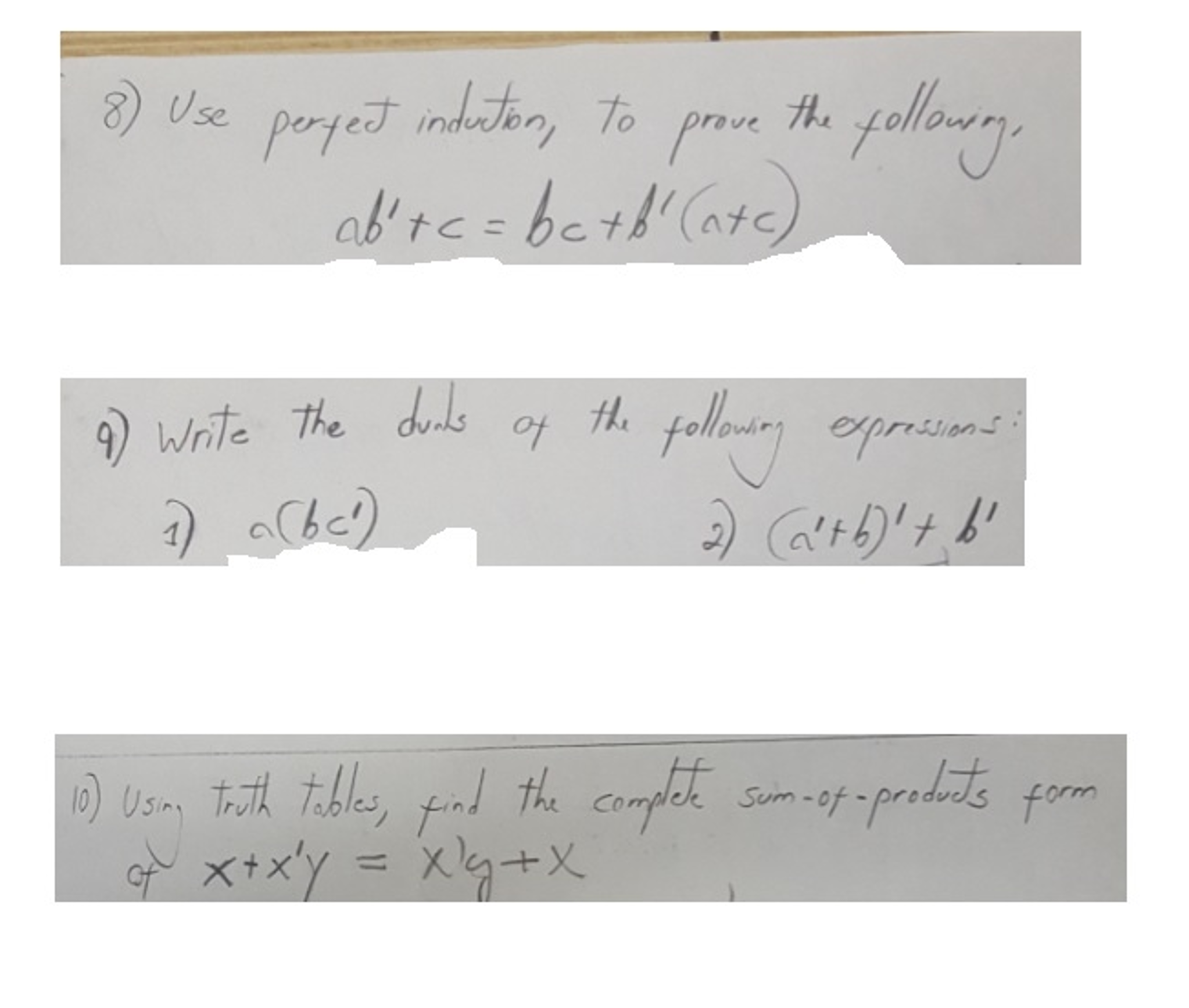 Solved Use perfect induction, to prove the following, ab' + | Chegg.com Solved Use perfect induction, to prove the following, ab' + | Chegg.com