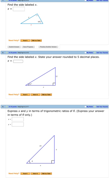 Solved Find the side labeled x. Find the side labeled x. | Chegg.com
