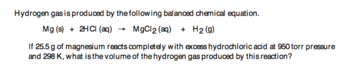 Solved Hydrogen gas is produced by thefollowing balanced | Chegg.com