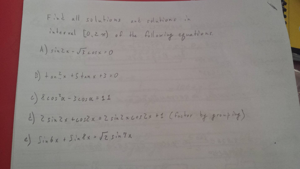 Solved Find all solutions and solutions in interval [0, 2 | Chegg.com