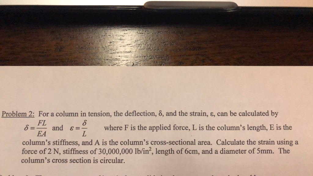 Solved Problem 2: For a column in tension, the deflection, | Chegg.com