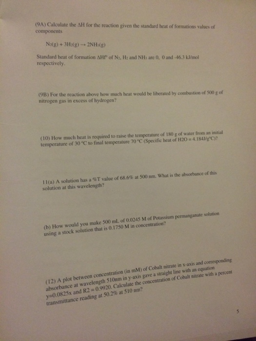 Calculate the Delta H for the reaction given the | Chegg.com