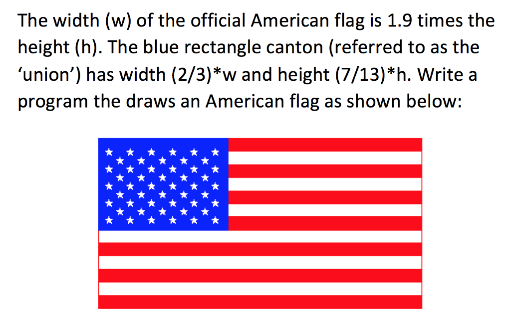 Solved The Width w Of The Official American Flag Is 1 9 Chegg
