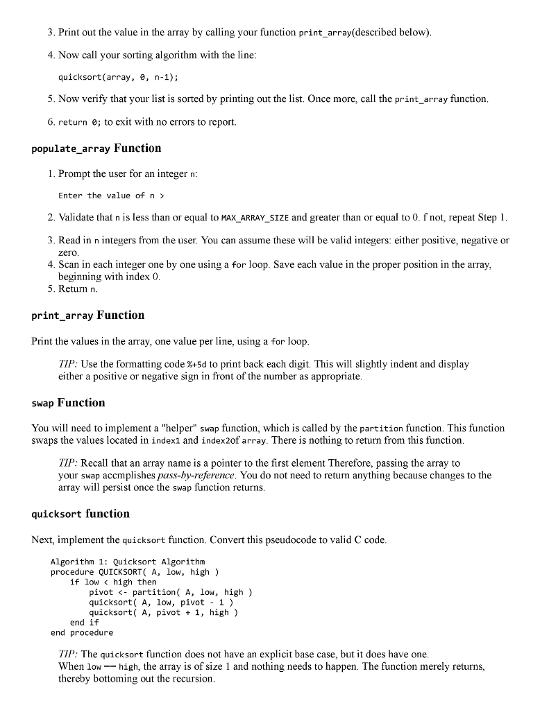 Solved Quicksort Objectives Learn To Sort The Values Of An 4805