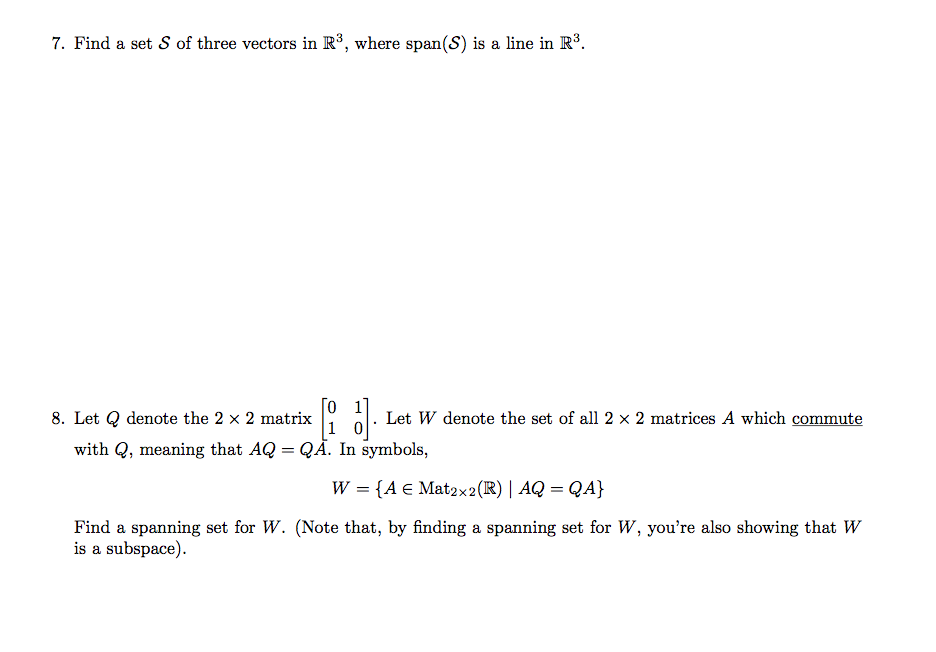 Solved 7. Find a set S of three vectors in R3, where span(S) | Chegg.com