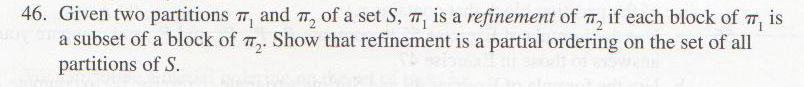 Solved Given two partitions pi 1 and pi 2 of a set S, pi 1 | Chegg.com