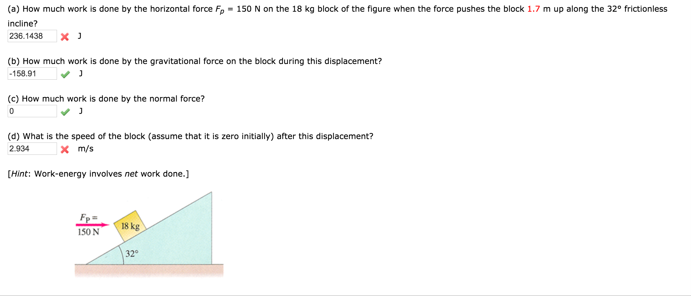 Solved (a) How much work is done by the horizontal force Fp | Chegg.com