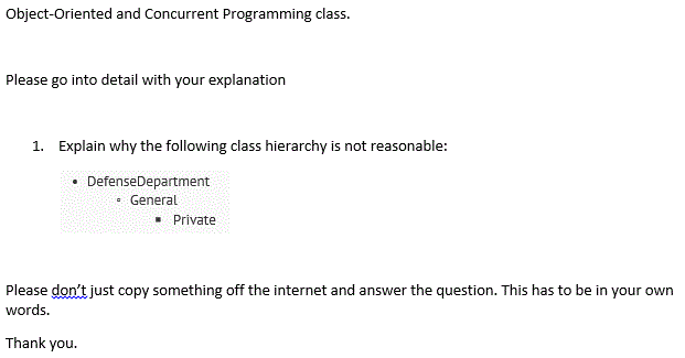 Solved Explain Why The Following Class Hierarchy Is Not