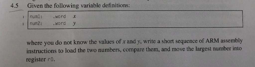 45 Given The Following Variable Definitions 1 Numl 