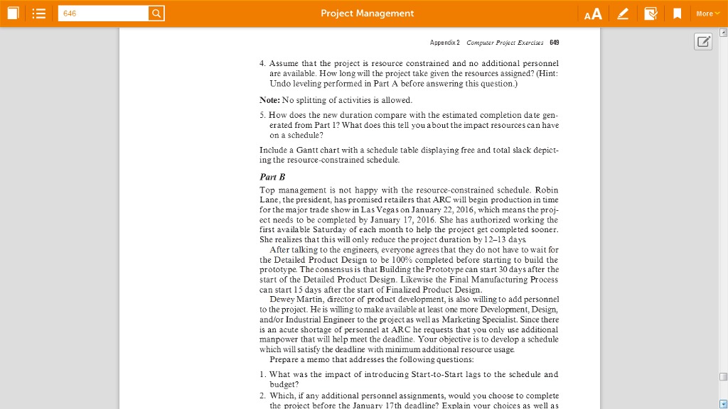 Project Management Red Zuma Project The ARC Company | Chegg.com
