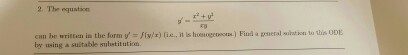 Solved 2 The equstaon can be written in the form y' fiv/t) | Chegg.com