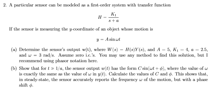 Solved 2. A particular sensor can be modeled as a | Chegg.com