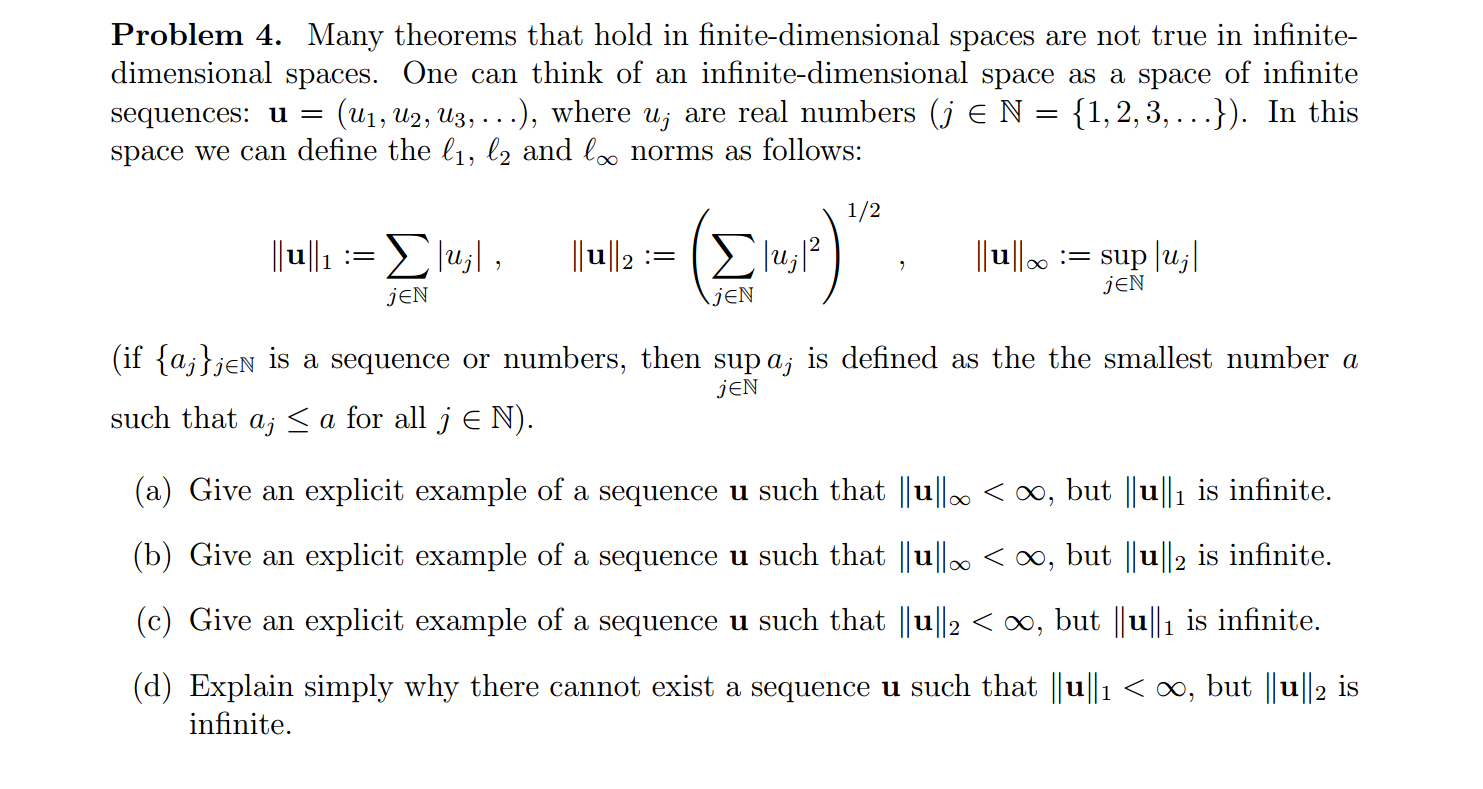 Solved Problem 4. Many theorems that hol dimensio sequences | Chegg.com