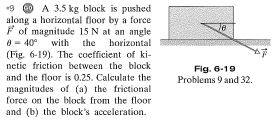 Solved A 3.5 kg block is pushed along a horizontal floor by | Chegg.com