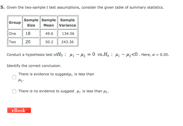 Solved Given the two-sample t test assumptions, consider the | Chegg.com