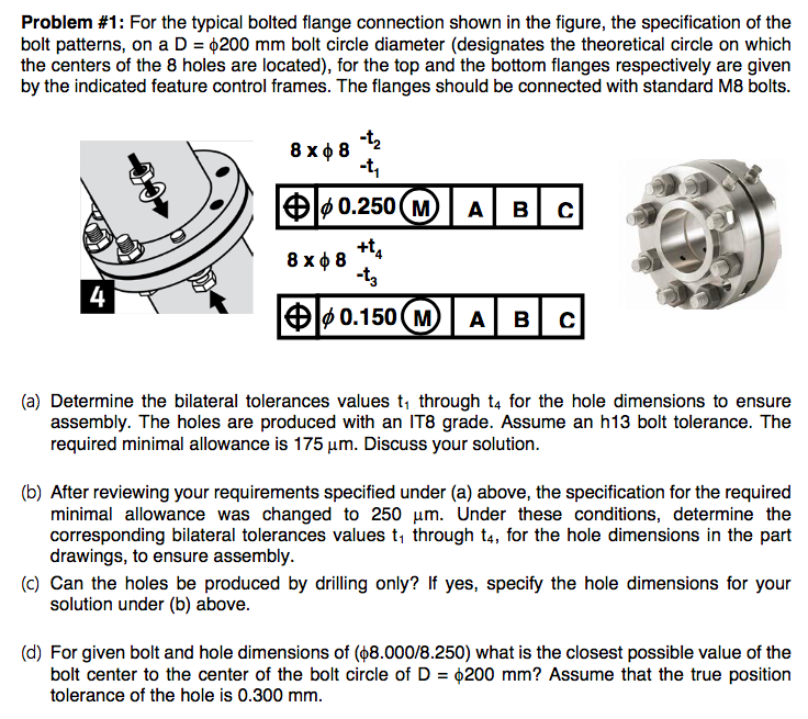 Problem #1 : For the typical bolted flange connection | Chegg.com
