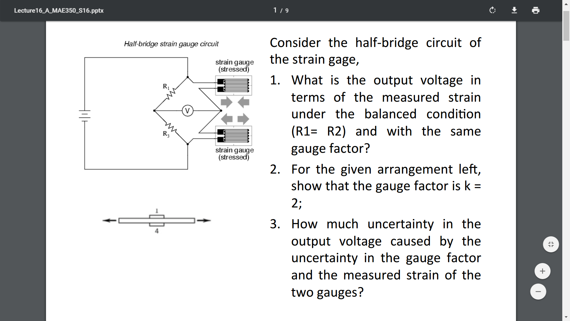 Solved Consider the half-bridge circuit of the strain | Chegg.com