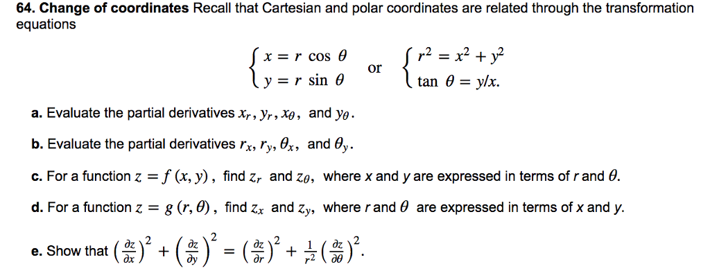 Solved 64. Change of coordinates Recall that Cartesian and | Chegg.com