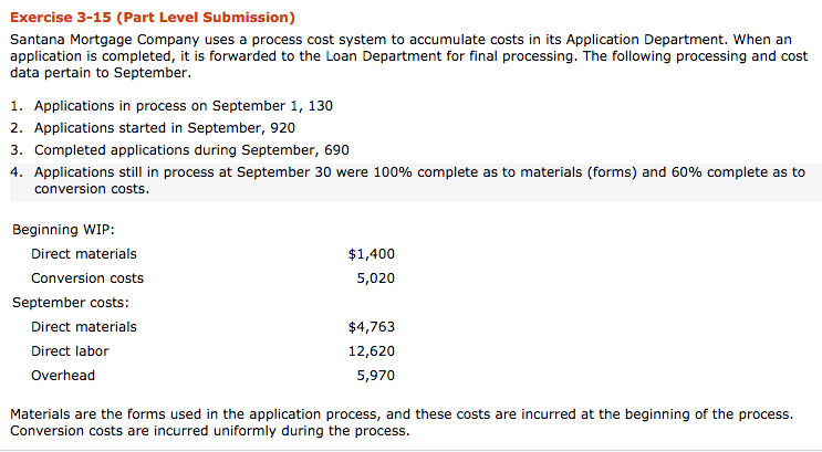 Solved Exercise 3-15 (Part Level Submission) Santana | Chegg.com