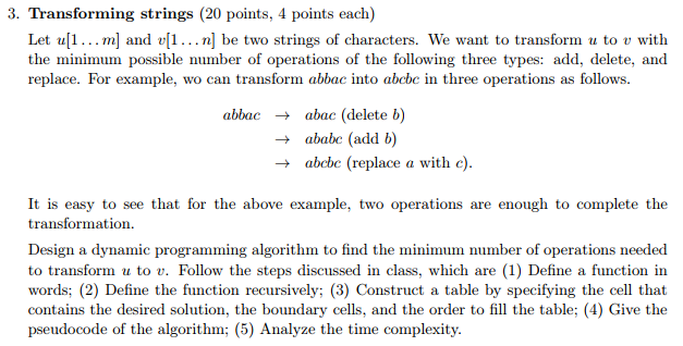 Solved 3. Transforming strings (20 points, 4 points each) | Chegg.com