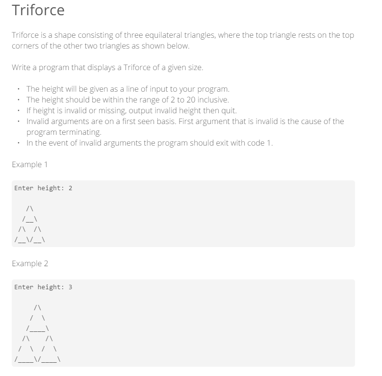 Solved Triforce Triforce is a shape consisting of three | Chegg.com