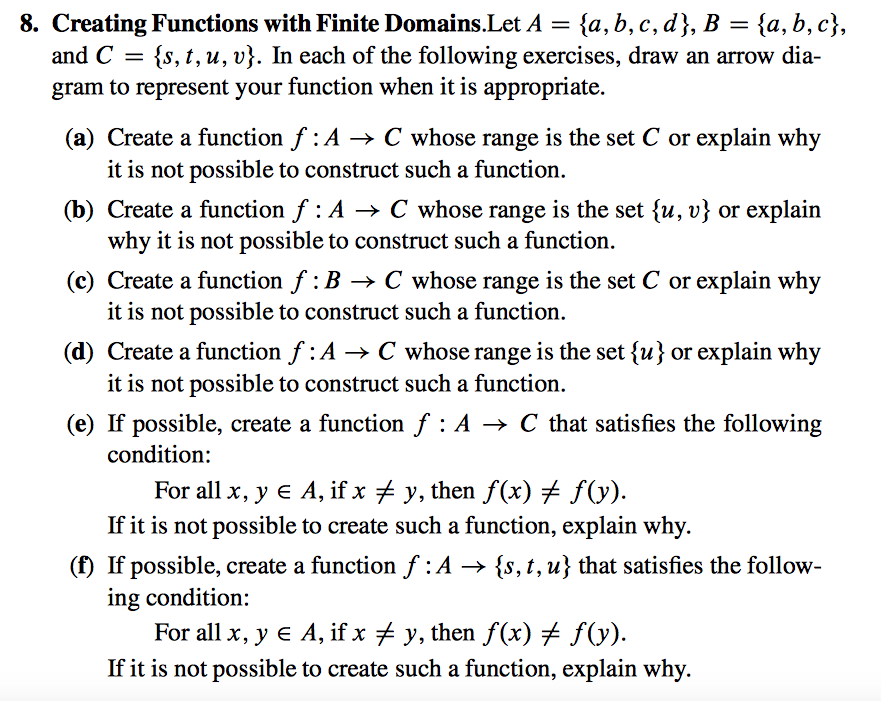 Solved 8 Creating Functions With Finite Domains Let A