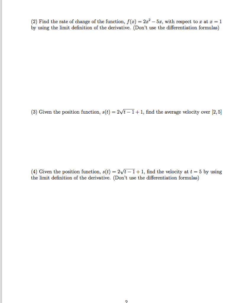 Solved Find the rate of change of the function, f(x) = 2x^2 | Chegg.com