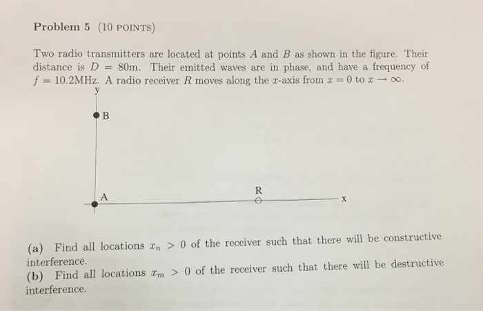 Solved Two radio transmitters are located at points A and B | Chegg.com