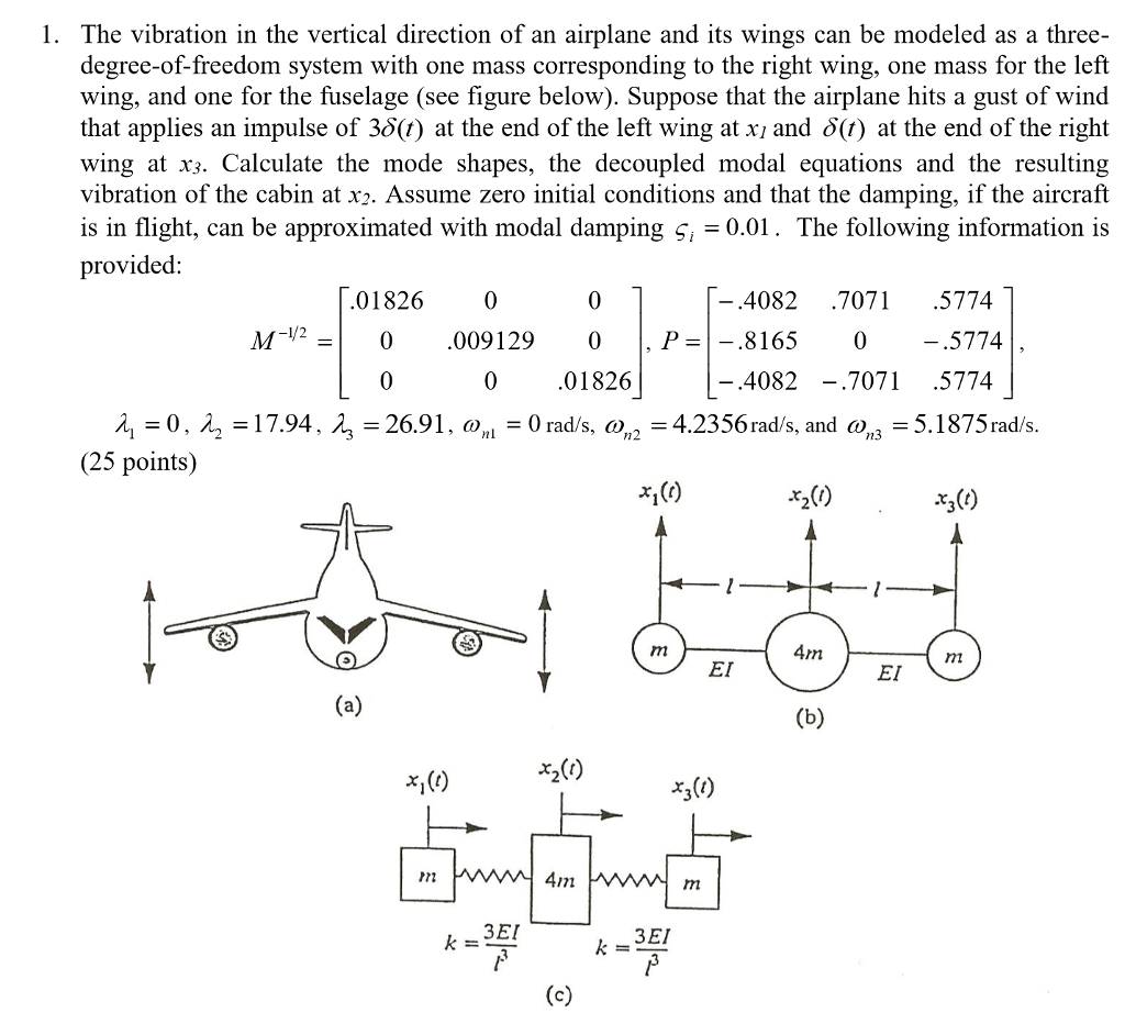 Solved 1. The vibration in the vertical direction of an | Chegg.com